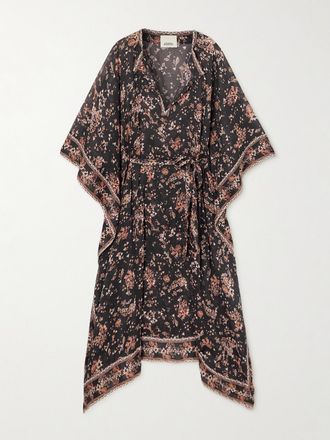 Isabel Marant Amira Midikleid Aus Bedrucktem Chiffon Aus Einer Baumwoll-seidenmischung - Schwarz
