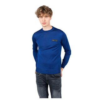Plein Sport Homme, Pulls, Bleu, Taille: 2XL Pull en laine mérinos à col rond