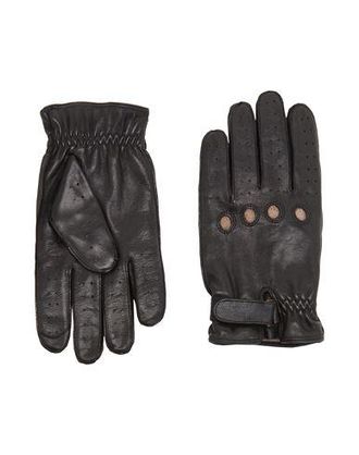 8 by YOOX BIKER LEATHER GLOVES WITH RECYCLED WOOL LINING