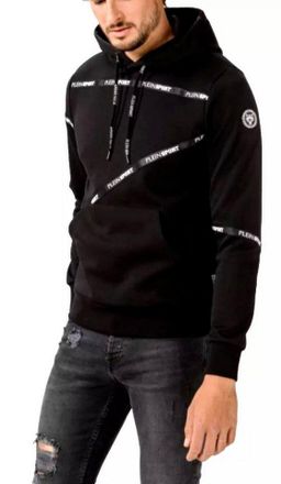 Philipp Plein Hoodie Herren Kapuzen Swetashirt mit Logo Streifen Kapuze mit Kordelzug, gummiertes patch, K&auml;ngurutasche, Logo Streifen