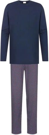 Mey Mey Herren Pyjama blau Jersey-Baumwolle gemustert