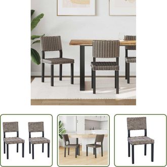 vidaXL Rattanstuhl - Esszimmerstuhl 2 pcs Schwarz gewaschen 46 x 55 x 84 cm