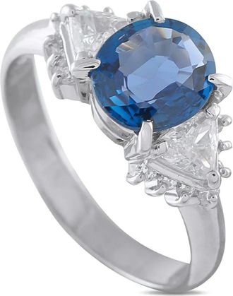 Luxury Bazaar bague en platine sertie de diamants et de saphirs - Argent