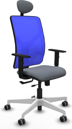 Piqueras y Crespo Schreibtischstuhl mit Armlehnen, h&ouml;henverstellbarer Lendenwirbelst&uuml;tze und festem Kopfteil, ausgestattet mit Syncro/Traslack und Schneideschaum, Blau/