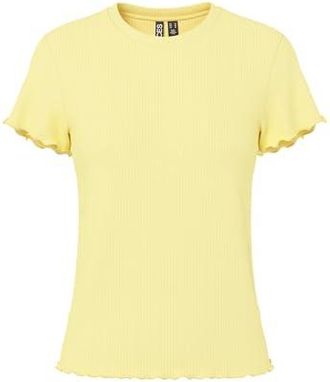 Pieces Pcnicca SS Haut &agrave; col Rond Noos, Jaune p&acirc;le, XL