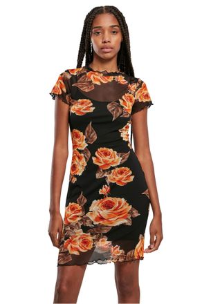 Urban Classics Damen Ladies Mesh Double Layer Dress mangorose, 5XL