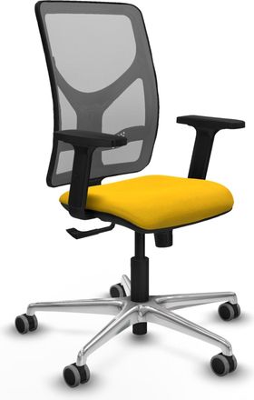 Piqueras y Crespo Schreibtischstuhl aus Stoff mit 2D-Armlehnen, h&ouml;henverstellbare Lendenwirbelst&uuml;tze, mit 3 Positionen und Schneidschaum, Grau/Gelb