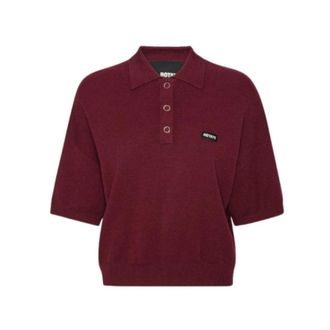 Rotate Rotate Birger Christensen, Femme, Tops, Rouge, Taille: 40 FR T-shirt Polo Ellia Zinfandel