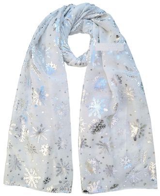 GFM Weihnachtsschal mit Schneeflocken-Glitzer-Print f&uuml;r Damen (SNFLK-N) (Snflk-656-fsd-Cremewei&szlig;)