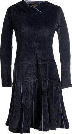 vishes Alternative Bekleidung - Samt Minikleid mit Kapuze Cape Kleid schwarz 36-38