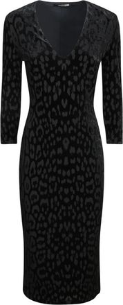 Roberto Cavalli Femme, Robes, Noir, Taille: 38 FR Robe fourreau &agrave; motif peau de jaguar