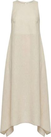 PESERICO Femme, Robes, Blanc, Taille: 40 FR Robe Maxi en Lin Sans Manches