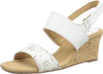 Clarks Damen Kyarra Faye Sandal, White Leather, 41.5 EU
