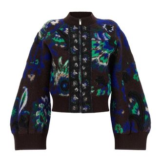 sacai Blouson en maille jacquard floral - Femme - Vestes - Brun - Taille: 40 FR