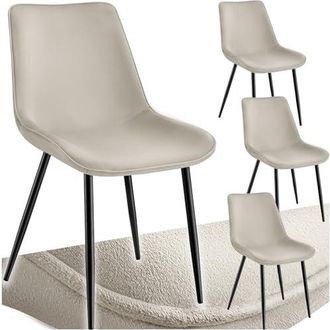 TecTake Lot de 4 Chaises de Salle &agrave; Manger Chaises Rembourr&eacute;es Chaise Ergonomique Velours Fauteuil Salon Style Scandinave Pieds en Metal Noir Chaise Coiffeuse