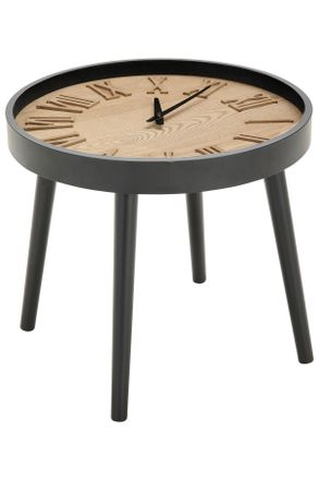 Xora Beistelltisch, Natur, Schwarz, Holz, Metall, Glas, Holzwerkstoff, Kiefer, furniert, rund, Rundrohr, 48x40x48 cm, Wohnzimmer, Wohnzimmertische, Beistel