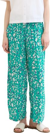 Tom Tailor Damen Basic Culotte Hose, abstract green dot print, XL