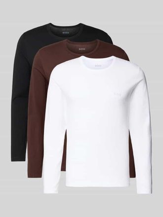 HUGO BOSS Regular Fit Langarmshirt aus reiner Baumwolle im 3er-Pack