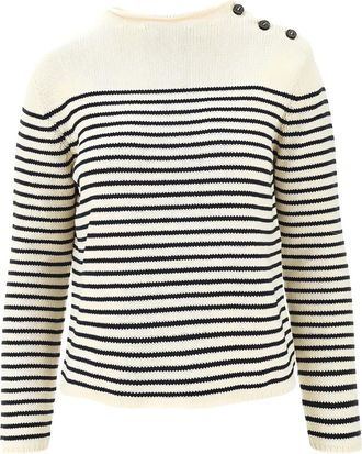 Max Mara striped-pattern button sweater - Nude