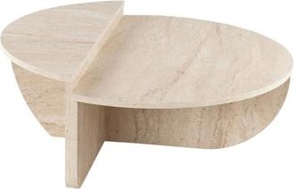 Vente-Unique Lot de 2 Tables Basses - Effet travertin Beige - ALOEVA