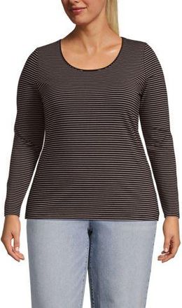 Lands End Baumwolle/Modal-Shirt mit Ballett-Ausschnitt, Damen, Größe:56-58 plus, Braun, Baumwolle Modal, by Lands End