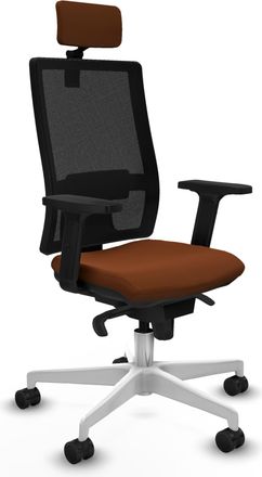 Piqueras y Crespo Stuhl mit Rollen f&uuml;r PC Horna mit 2D-Armen, h&ouml;henverstellbare Lendenwirbelst&uuml;tze und h&ouml;henverstellbares Kopfteil und Neigung, Schwarz/Braun