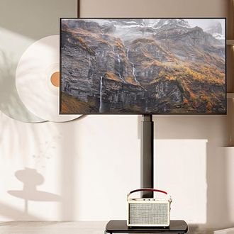 Generic Rollbarer, mobiler TV-St&auml;nder - H&ouml;hen- und breitenverstellbarer TV-Wagen mit stabilem Fu&szlig; und Kabelorganisator, ideal for Heimkino und B&uuml;robesprechung