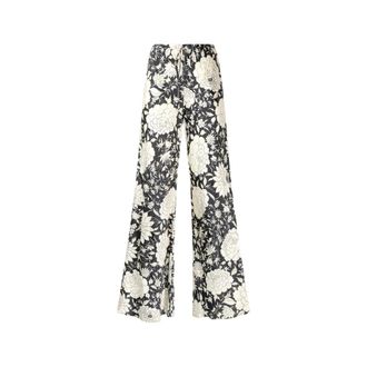 Roberto Cavalli Seidenhose mit Blumenmuster - - Trousers - Damen - Schwarzk - L