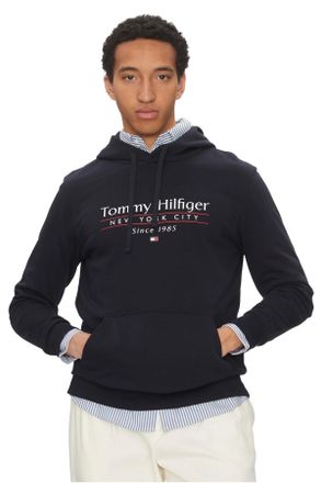 Tommy Hilfiger Herren Hoodie Center Stack mit Logo, Blau (Desert Sky 654 920), XL
