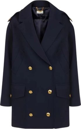 Elisabetta Franchi Doppelreihiger Scuba-Mantel - - Coats - Damen - Blau - M