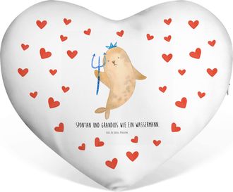 Mr. & Mrs. Panda Herzkissen Sternzeichen Wassermann - Geschenk, Liebeskissen, Verlobung, Kuschelkissen Herz, Geburtstag Februar, Valentinstag, Meermann, Jahrestag, Nix