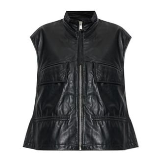 AllSaints Flor Relaxed Fit Lederweste - - Jackets - Damen - Schwarzk - 3XS