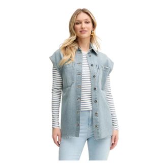 Liviana Conti Frayed Denim Vest - - Jackets - Damen - Blau - M
