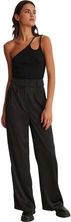 NA-KD Damen Wide Leg Satin Pants Hose, Schwarz, 34