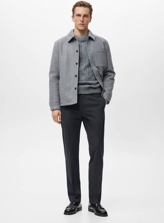 Mango Pantalon coton regular-fit bleu marine - Homme - 38 - MANGO MAN