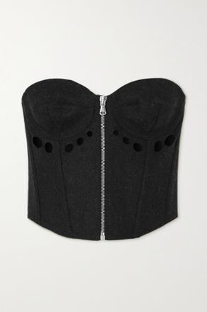 Jean Paul Gaultier Haut Bustier En Feutre De Laine M&eacute;lang&eacute;e &Agrave; D&eacute;coupes - Gris