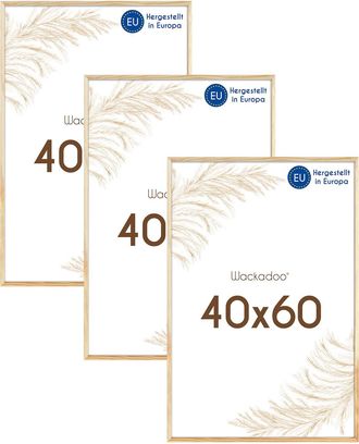 Wackadoo Bilderrahmen 40x60 natur 3er Set Holz Bilderrahmen Set Fotowand Fotorahmen mit Glas Holz Picture frame poster