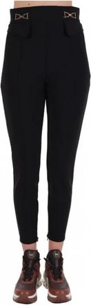 Elisabetta Franchi Femme, Pantalons, Noir, Taille: 46 FR High Waist Pants