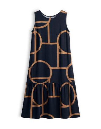 OPUS Midikleid Midikleid mit grafischem Muster Volants sorgen f&uuml;r feminine Bewegung