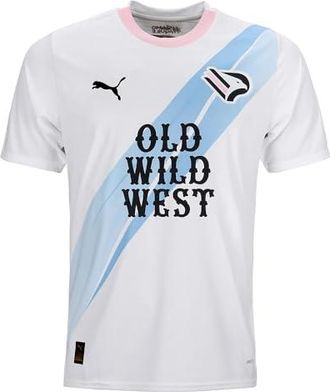 Puma Troisième Maillot Course Palerme Troisième Jersey avec Sponsor Officiel 2023/2024, White Light Blue, Large