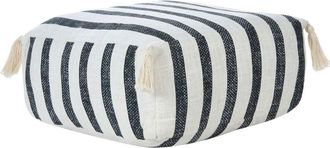 Beliani Coussin de Sol en Coton 45 x 45 cm Rayé Noir et Blanc Ashti Salon Bureau Chambre