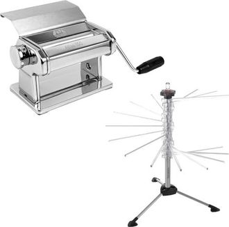Marcato Nudelvorbereitungsset, Atlas 150 Slide Nudelmaschine + Trockner + Zubehör für Fettuccine und Taglioni, Küchenzubehör, Materialien von hoher Qualität, 