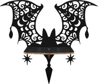 Generic Gotische Vleermuis Zwevende Planken - Houten B-vormige Wandplank, G0tische Opbergplank | Spookachtige Decoratie Vo0r Boeken Enn Snuisterijen | Vleermu