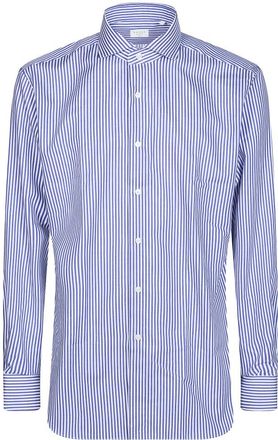 Xacus Homme, Chemises, Bleu, Taille: L Camicia NO Stiro Riga Pari Pari Fiammata