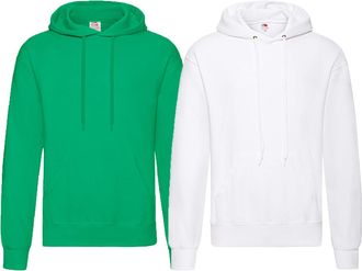 Fruit Of The Loom Herren Kapuzenpullover S M L XL XXL 3XL 4XL 5XL auch Sets, 1x Weiss + 1x Maigr&uuml;n + 1x HL-Kauf Notizblock, M