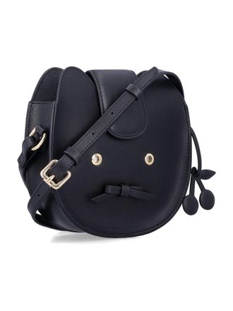 BONPOINT Logo-Embellished Leather Shoulder Bag - Black