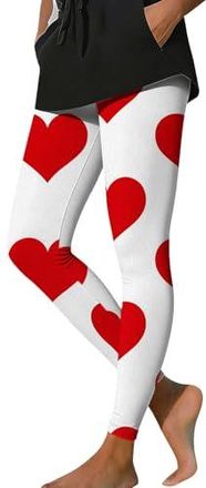 Generic Pantalon de yoga d&eacute;contract&eacute; pour femme avec motif coeurs et noeuds, leggings tendance, confortable, doux et moulant, Rose, XXL