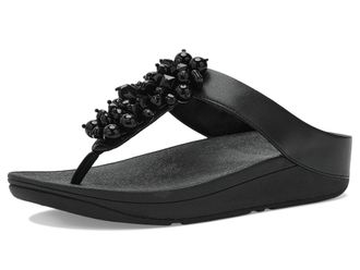 FitFlop Fino Damen Zehensteg-Sandalen mit Perlen-Clip, Schwarz, 40 EU, Schwarz, 41 EU