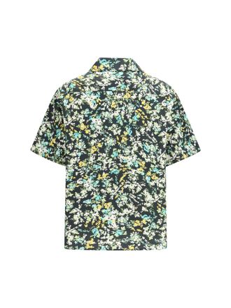 Valentino Mens Shirt With An All-Over Papier Floral Nero-Multicolor Cotton Nero/multicolor