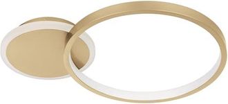 Eglo LED Deckenlampe Gafares, dimmbare Deckenleuchte mit Fernbedienung, runde Wohnzimmerlampe aus Aluminium und Stahl in weiß und gold, Lampe Decke warmwei